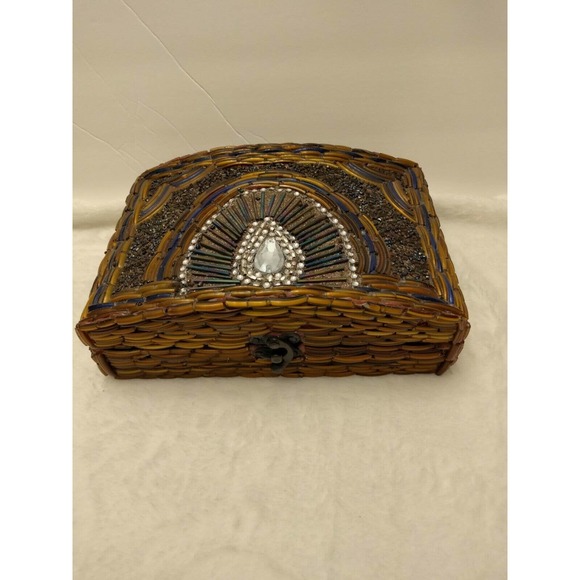 Unique Bargains | Accents | Unique Wicker And Jewel Beaded Jewelry Box ...